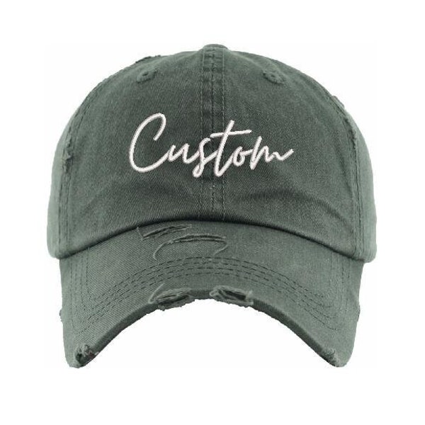 Distressed Baseball Cap - Etsy