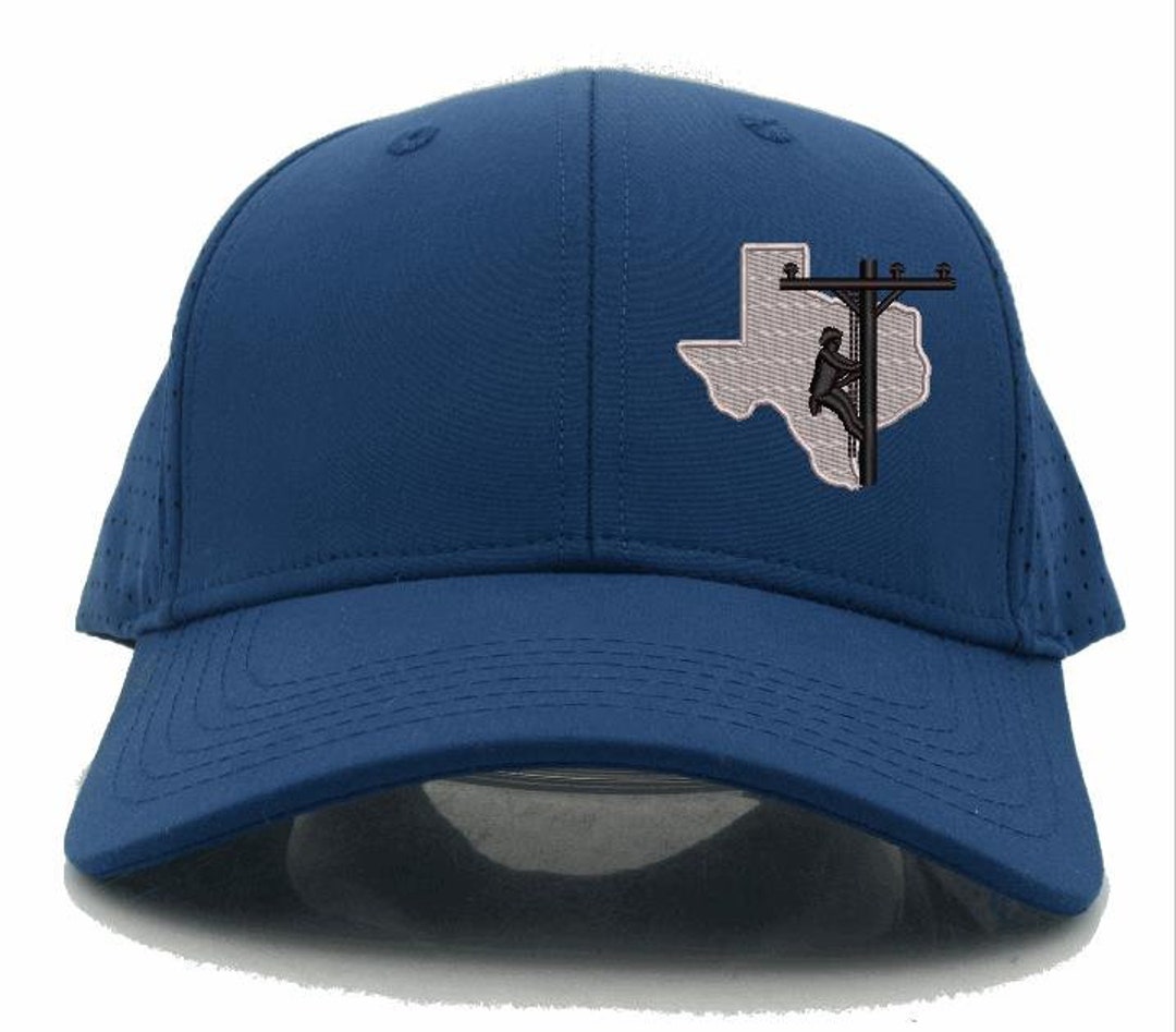 State Outline Cap Performance Perforated Cap Lineman Gift , Lineman Dad ...