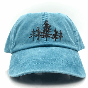 Embroidered Pine Tree Forest Baseball Cap: Sage Green PNW Hiking Hat - Etsy
