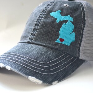 State Hat Distressed Women's Trucker Personalized State Embroidered Cap ...