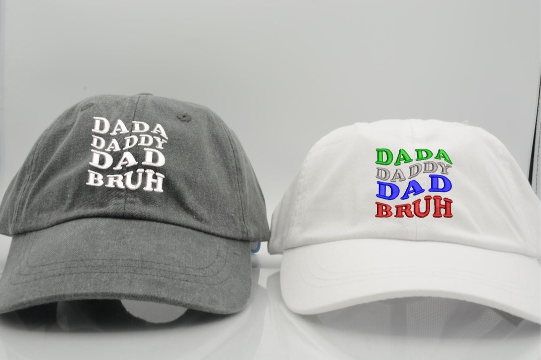 Dada Daddy Dad Bruh Cap Dad Baseball Cap Retro Wavy Text Embroidered ...