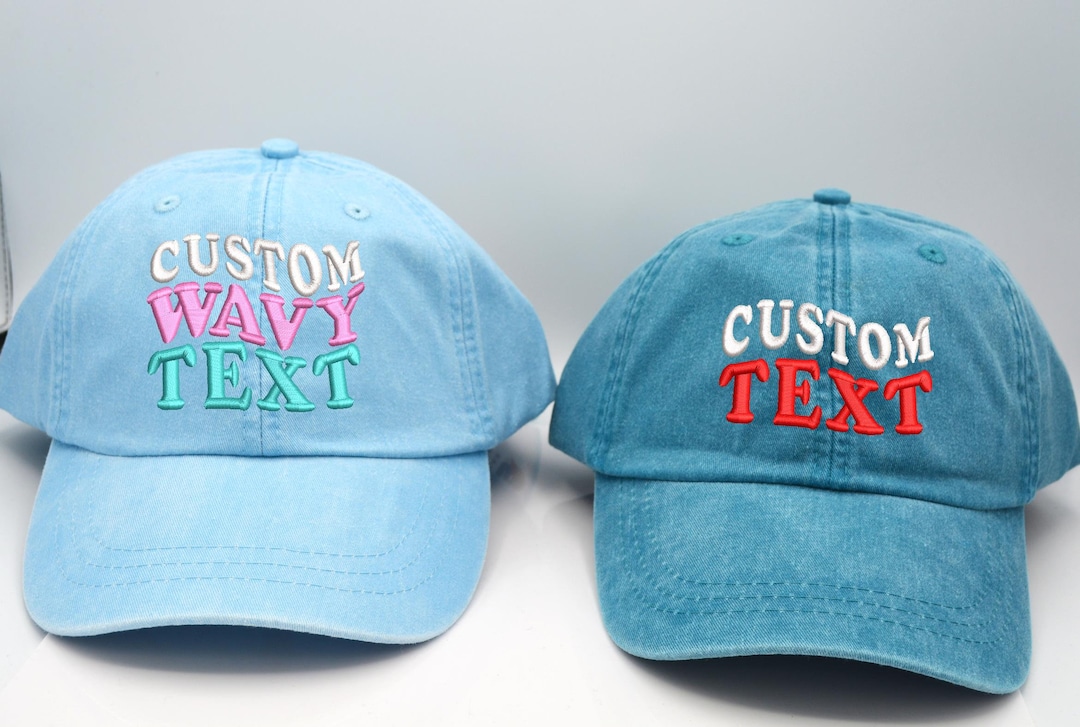 CUSTOM Wavy Retro Text Embroidered Women's Baseball Cap Unisex Hat Men ...