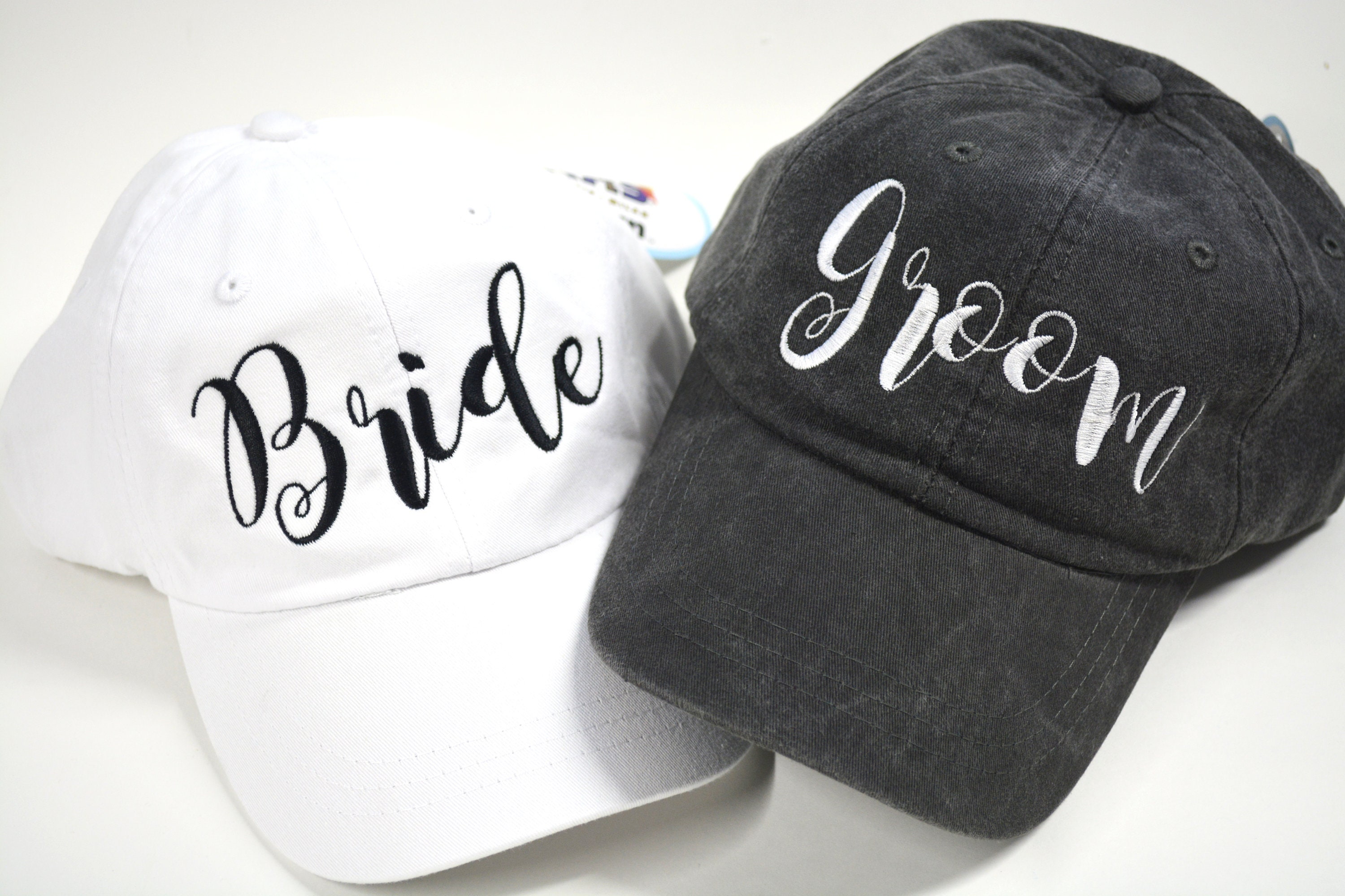 Bride and Groom Caps: Embroidered Cotton Twill Wedding Hats - Etsy