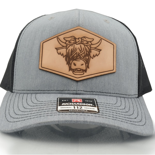 Leather Engraved Cow Hat Patch - Etsy