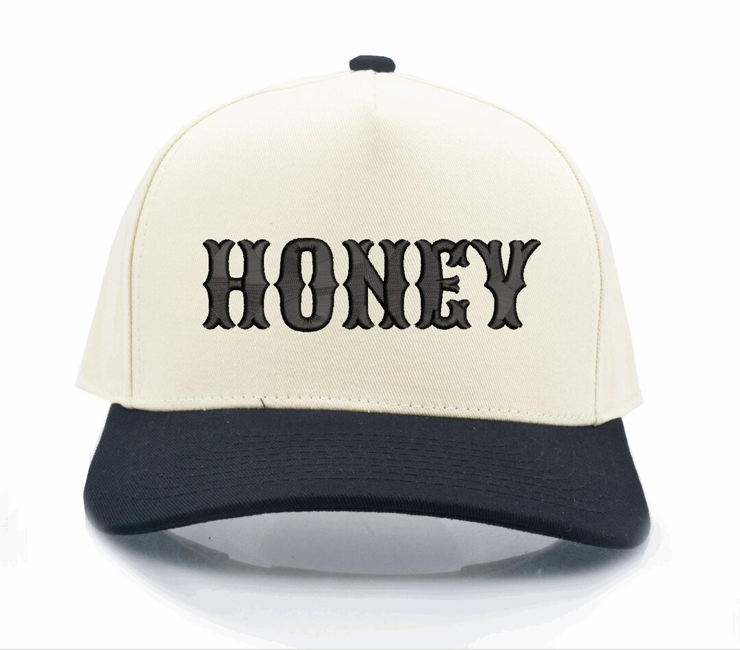 Honey Trucker Hat, Honey Lettering Embroidery Two-tone Trucker Hat ...