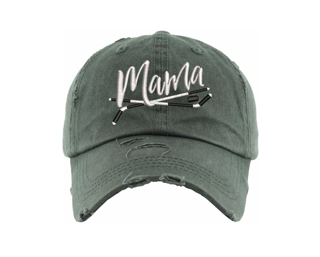 Hockey Mama Cap, Distressed Ponytail Cap, Distressed Baseball Cap, Mama ...