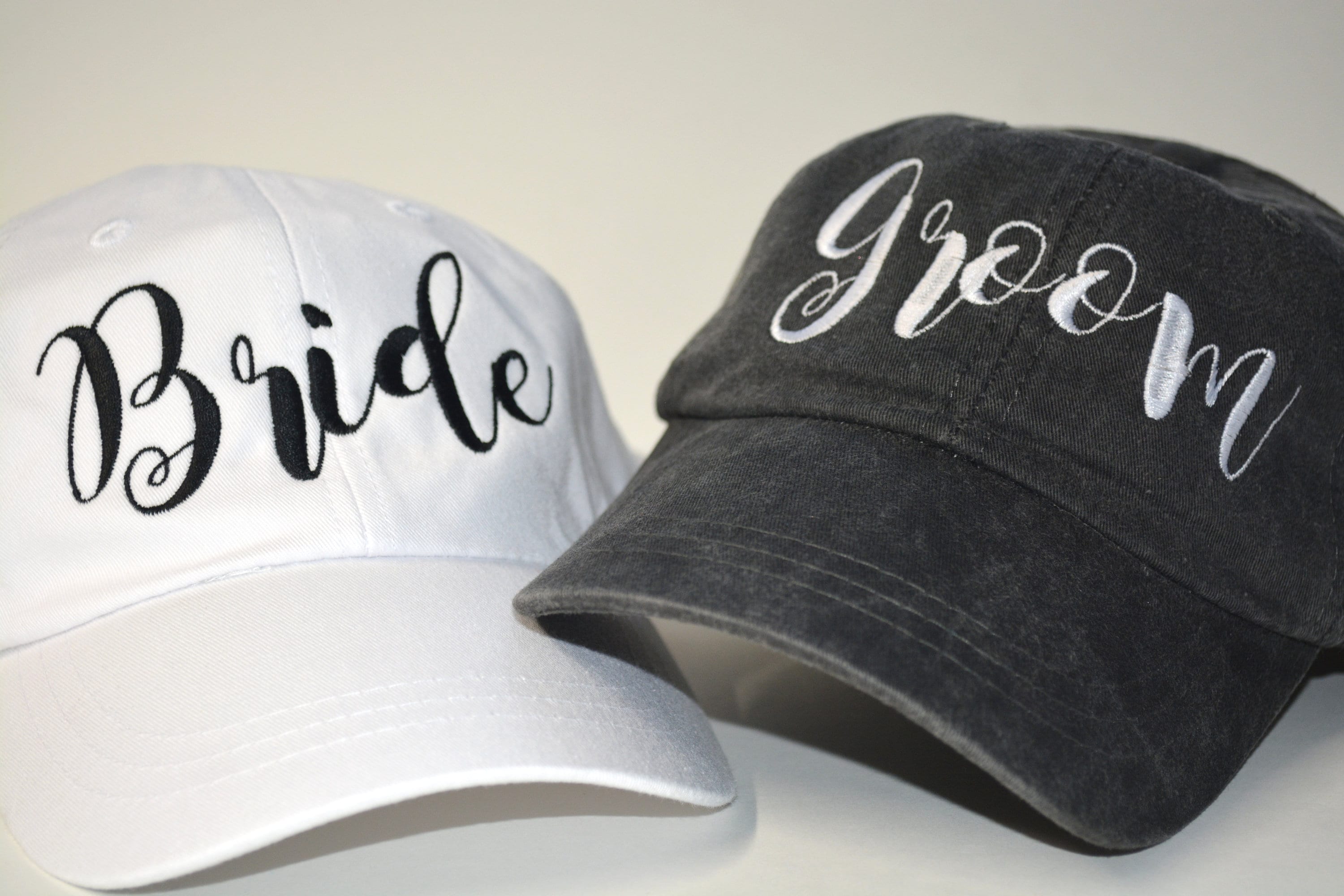 Bride and Groom Caps: Embroidered Cotton Twill Wedding Hats - Etsy