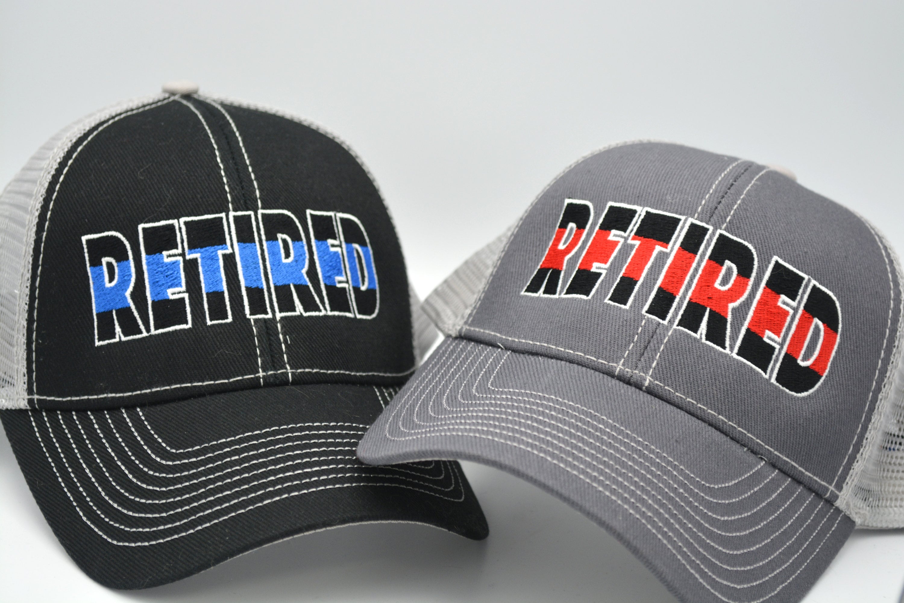 Retired Blue Line Police Retired Red Line Firefighter Hat | Etsy