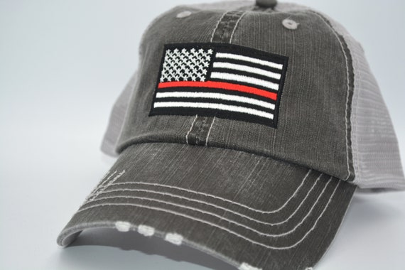 Thin Blue Red Line American Flag Hat Firefighter American Flag | Etsy