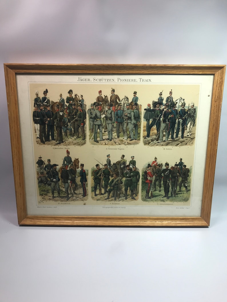 Antique 1897 Framed Military Uniform Lithographs (sold Individually) - Etsy