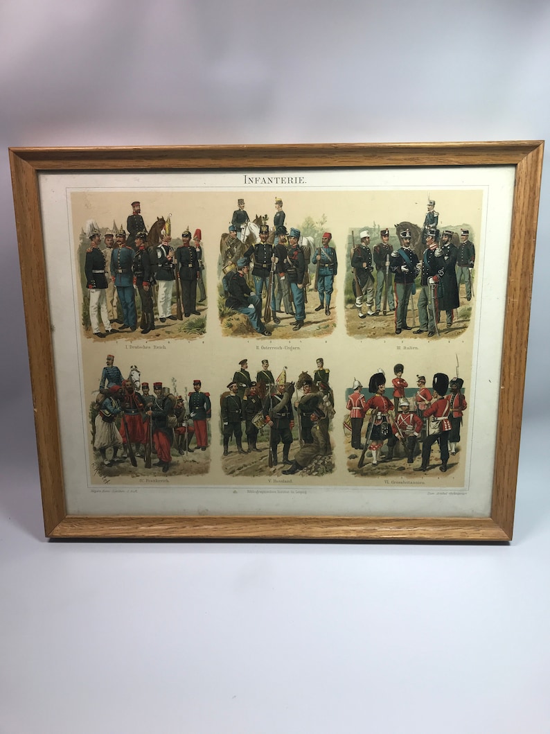 Antique 1897 Framed Military Uniform Lithographs (sold Individually) - Etsy