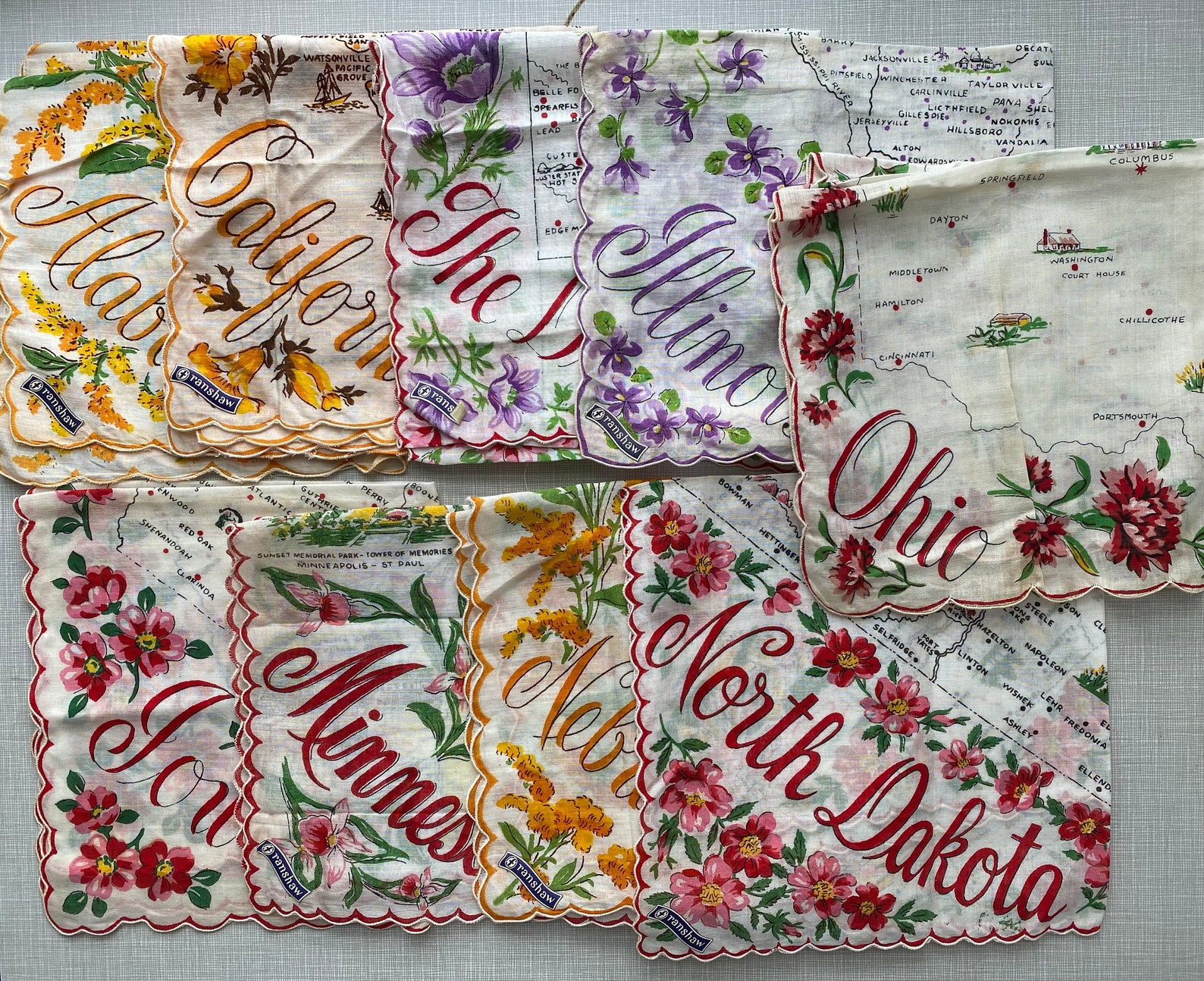 Vintage State Hankies Circa the 50's (priced per Hankie) - Etsy