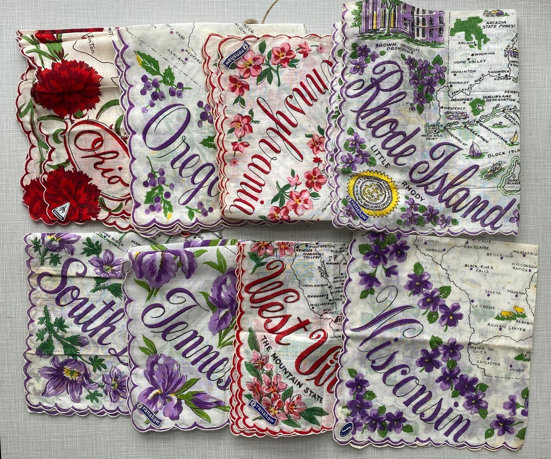 Vintage State Hankies Circa the 50's (priced per Hankie) - Etsy