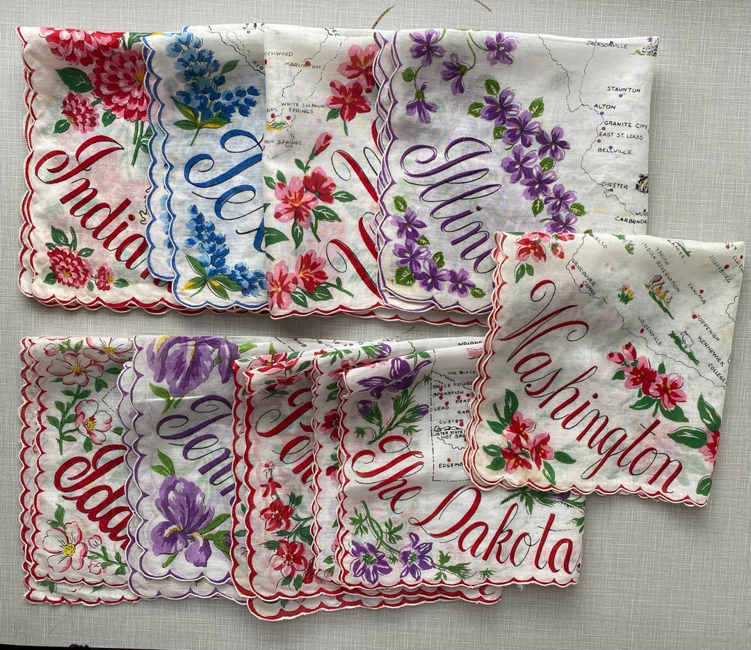 Vintage State Hankies Circa the 50's priced per Hankie - Etsy