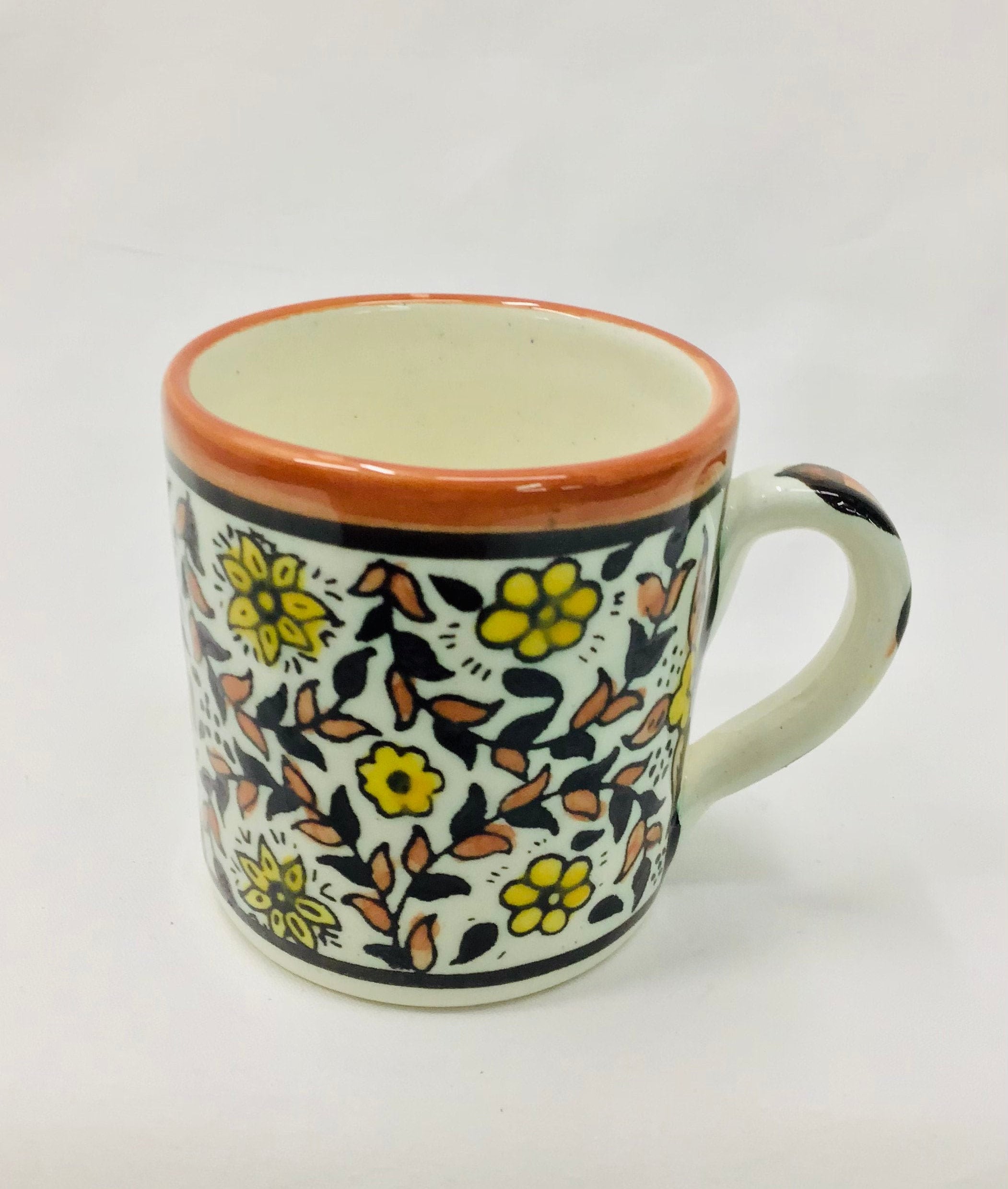 Hand Made Hand Painted Ceramic Coffee Mug. 6 ounces . Flower | Etsy