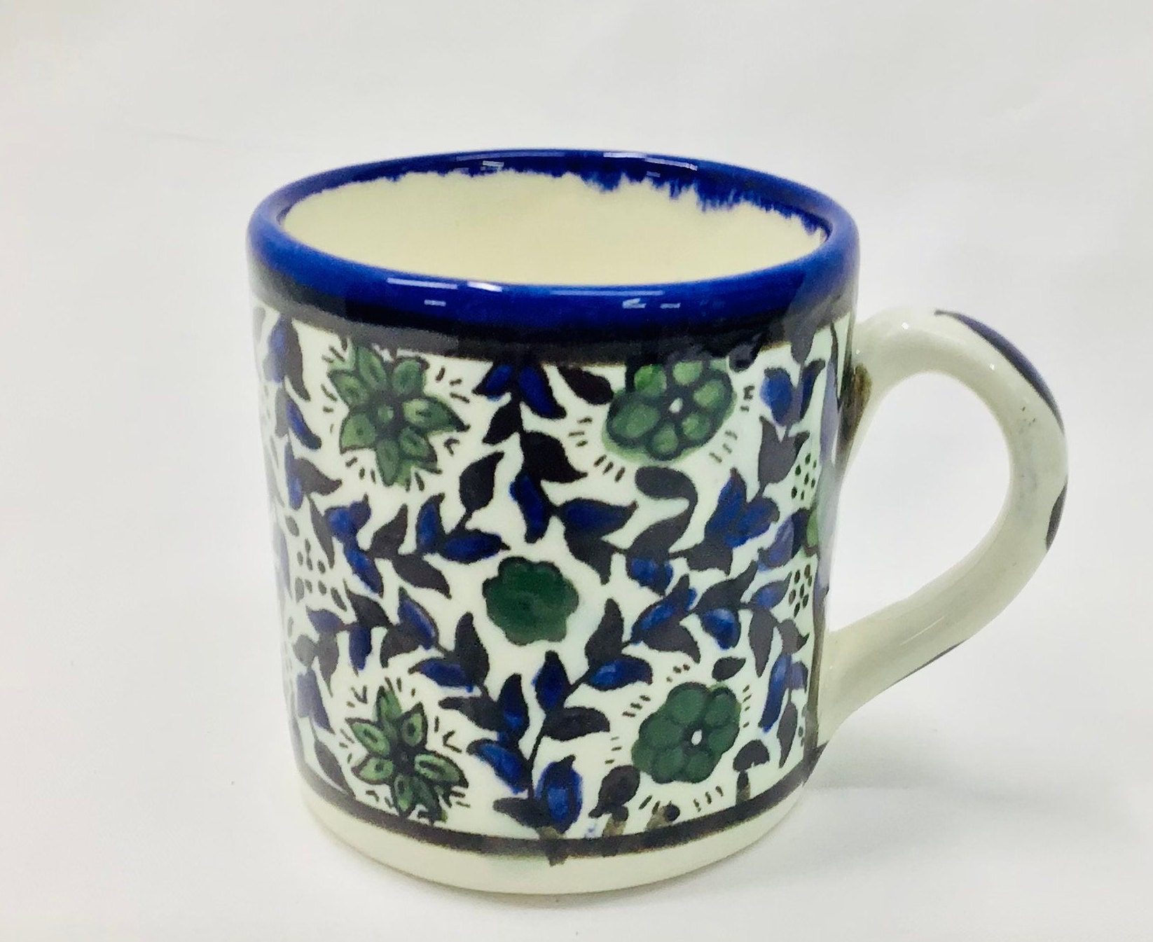 Hand Made Hand Painted Ceramic Coffee Mug. 6 ounces . Flower | Etsy