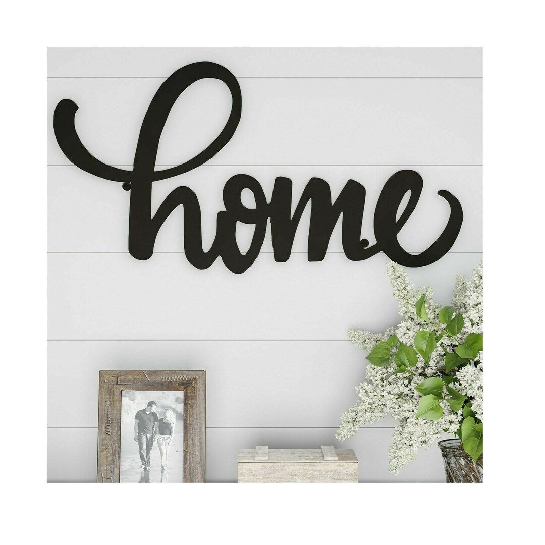 Home in Cursive Rustic Metal Cutout Sign 3D Look Wall Hanging - Etsy
