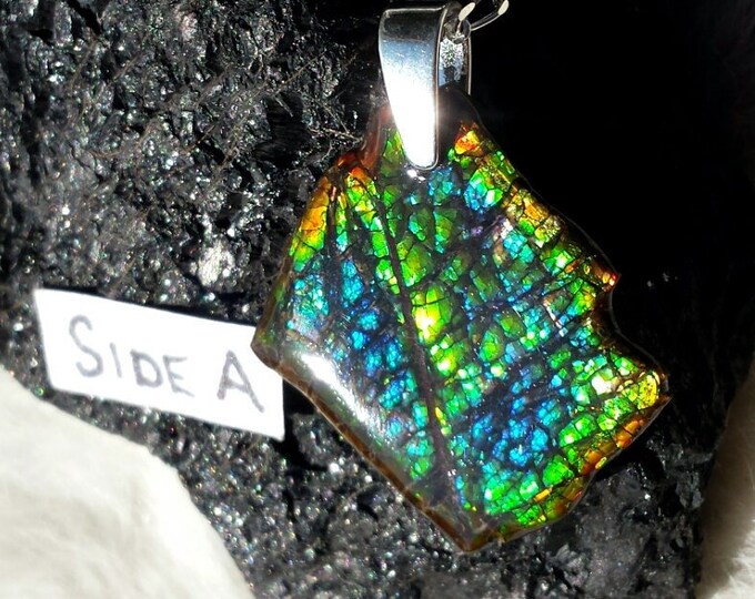 Imperial Alberta Ammolite Pendant Colour on BOTH Sides Rare Blue and ...
