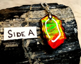 Imperial Alberta Ammolite Pendant Colour on BOTH Sides Rare Blue and ...