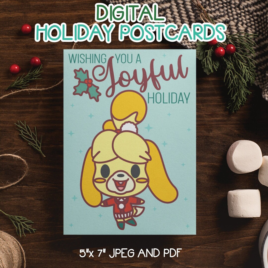 GRAPHIC ACNH Isabelle Holiday Postcard - Etsy