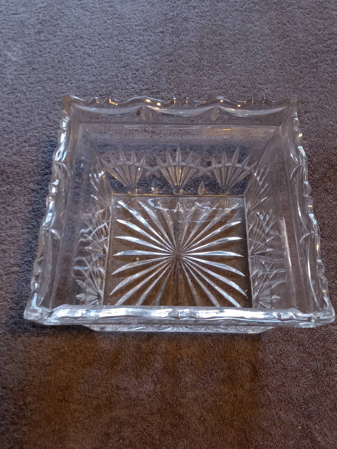 Shannon Crystal Freedom Pattern 8 Square Bowl With Etched Design ...