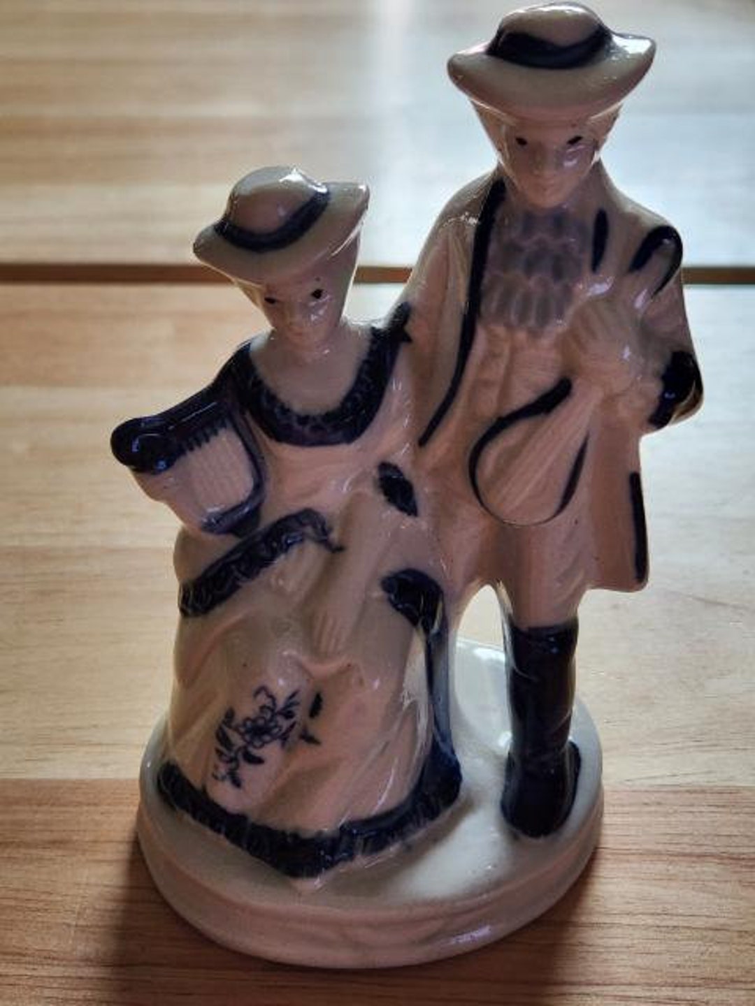 Vintage Porcelain Blue and White Figurine, Victorian Style, Man and ...