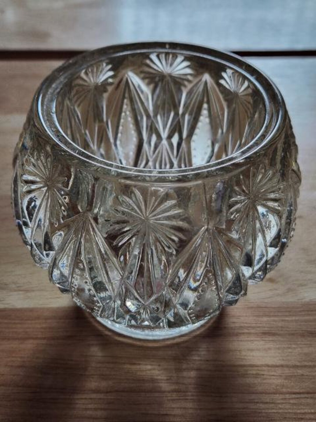 Vintage Heavy Cut Glass Avon Bowl, Avon Candle Bowl, Diamond Cut Glass ...