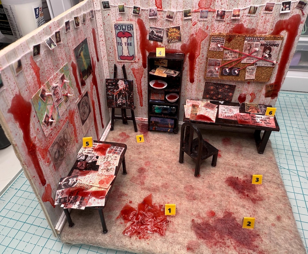 Miniature Crime Scene Diorama, Dollhouse Miniature Murder Scene, Murder ...