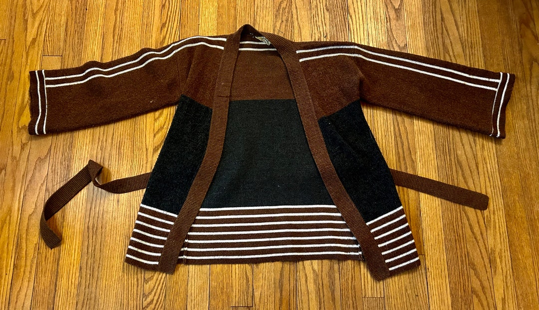 70s Kimlon Striped Acrylic Space Dye Wrap Cardigan Sweater : Perfect 70 ...