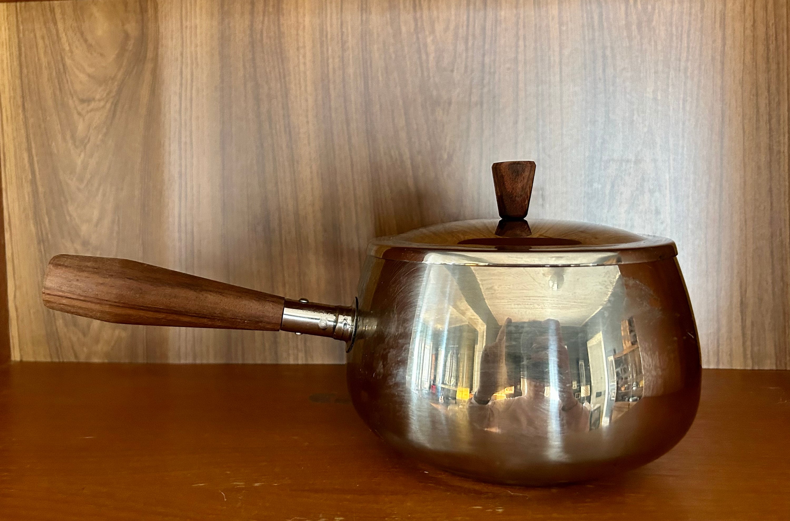 Groovy Vintage MCM Oneida Fondue Pot /18/8 Stainless Steel Teak Wood ...