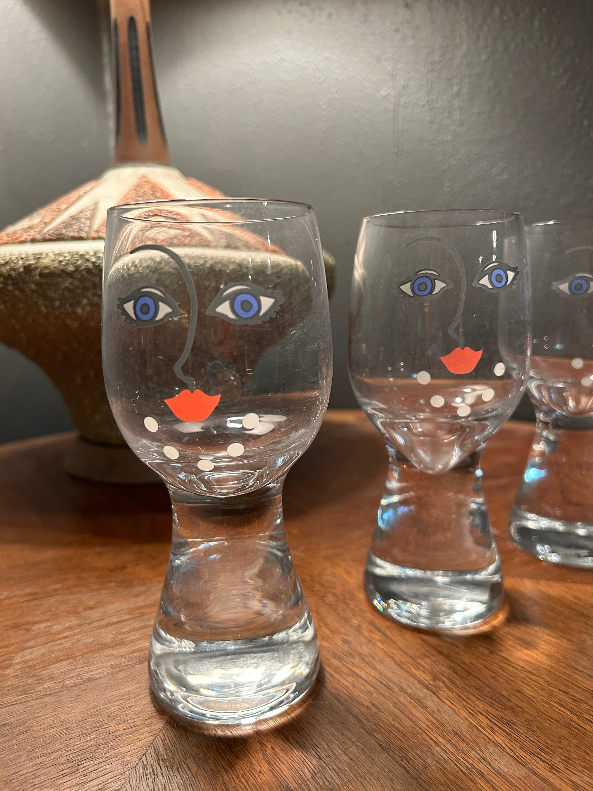 4 Unique Renate Stock Designed Wine Glasses/ Womens Faces From Sea ...
