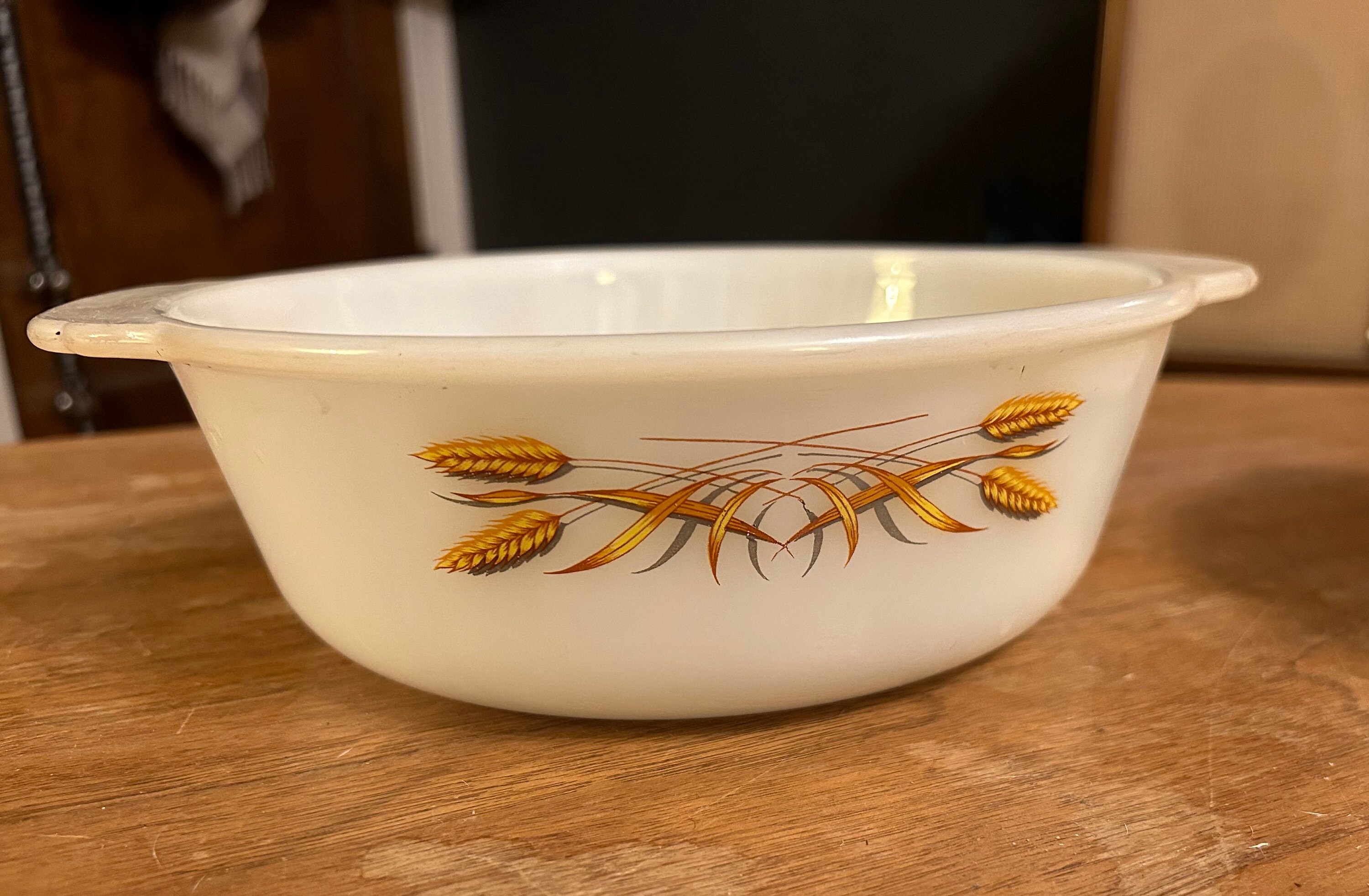 Vintage Milk Glass Fire King Baking and Serving Dishes / Golden Wheat ...