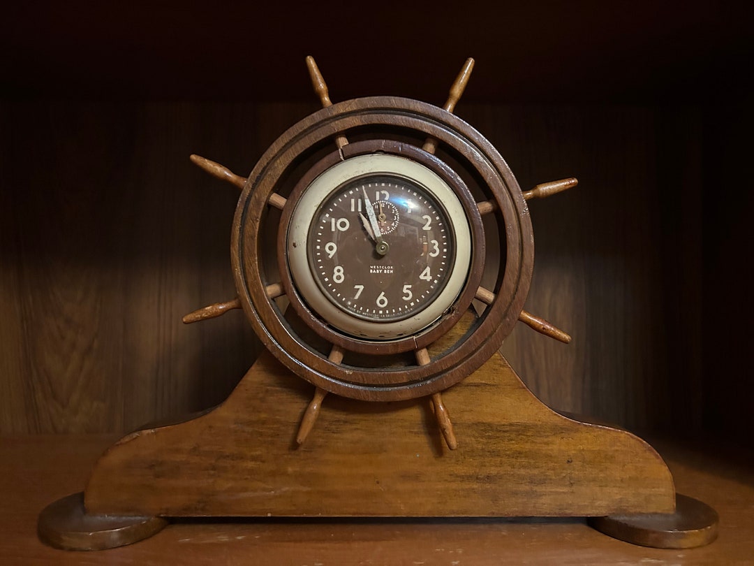 Incredible Rare 1940s Westclox Maritime Wooden Mantle Clock/ Nautical ...
