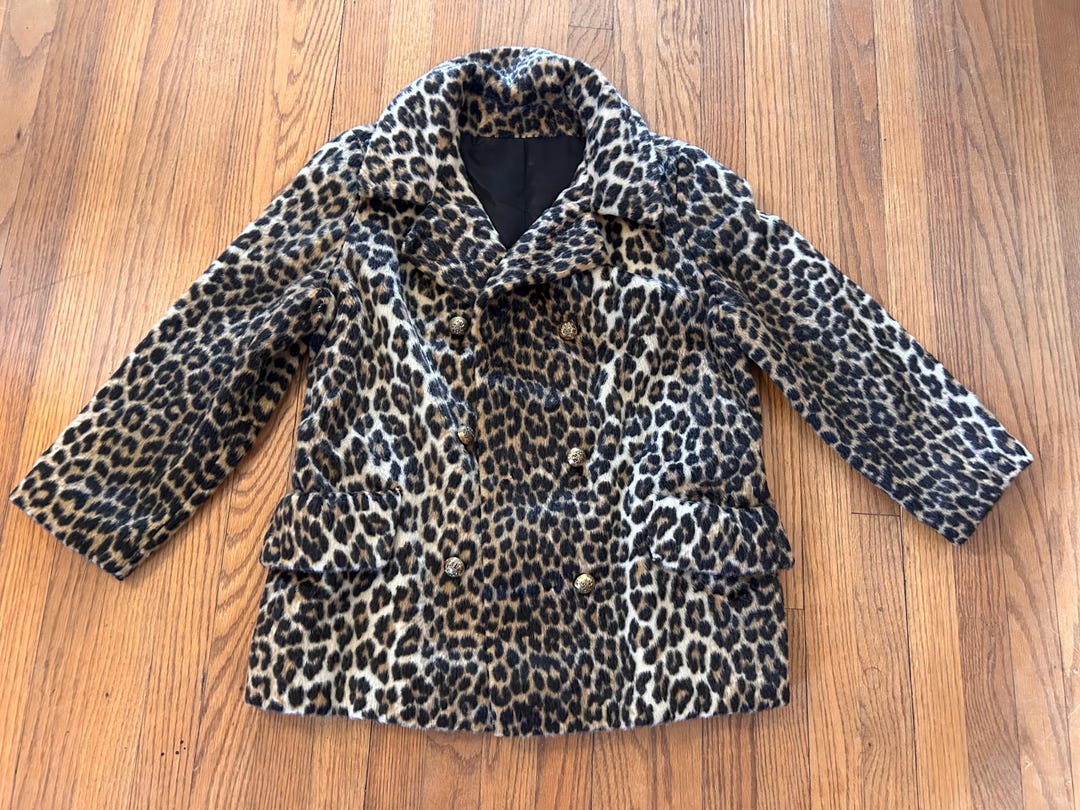 Very Cool, Mod 60s Vintage Faux Fur Leopard Print Pea Coat From Safari ...