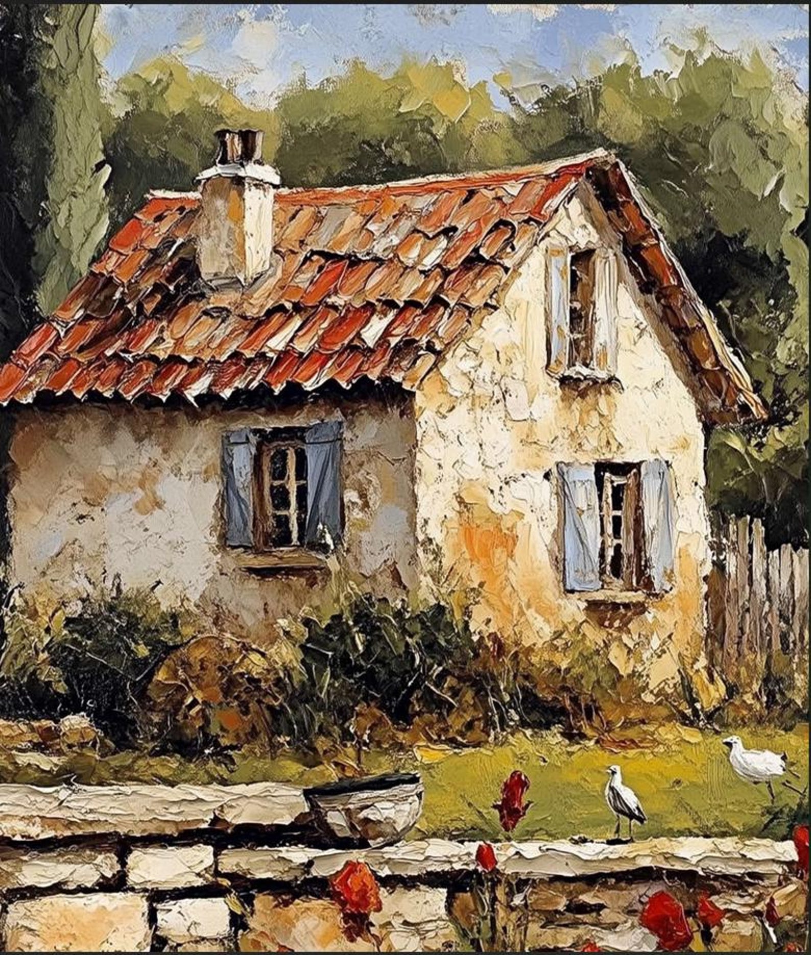 Vintage Printable Rustic Farmhouses X2, Oil Paintings, Digital Download ...