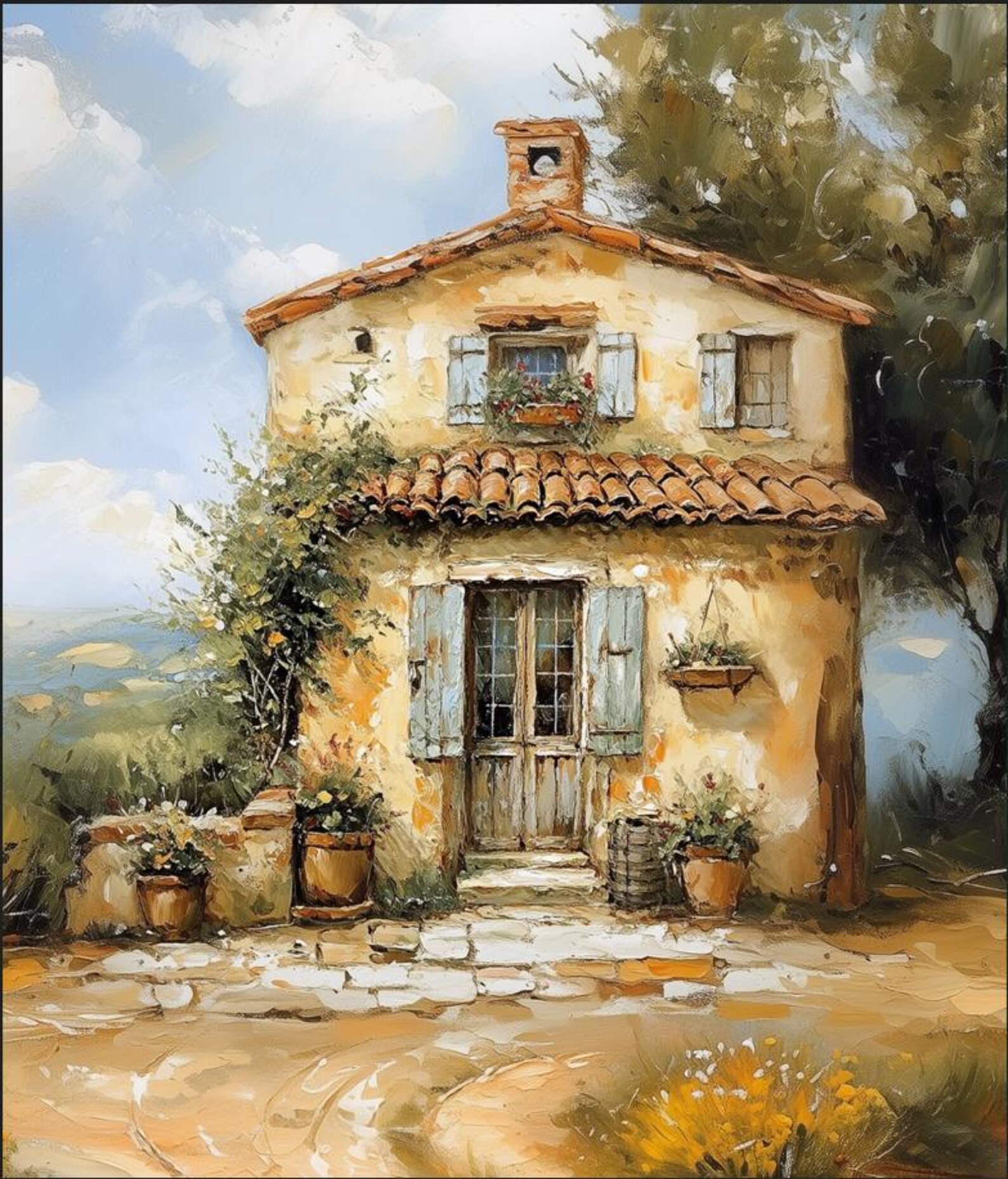 Vintage Printable Rustic Farmhouses X2, Oil Paintings, Digital Download ...