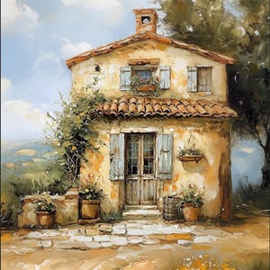 Vintage Printable Rustic Farmhouses X2, Oil Paintings, Digital Download ...