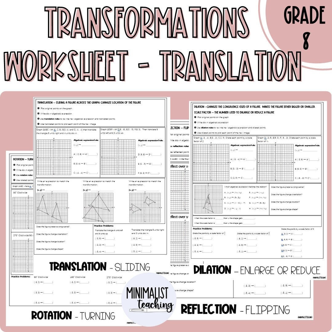 Transformation Worksheet/notes Translation - Etsy