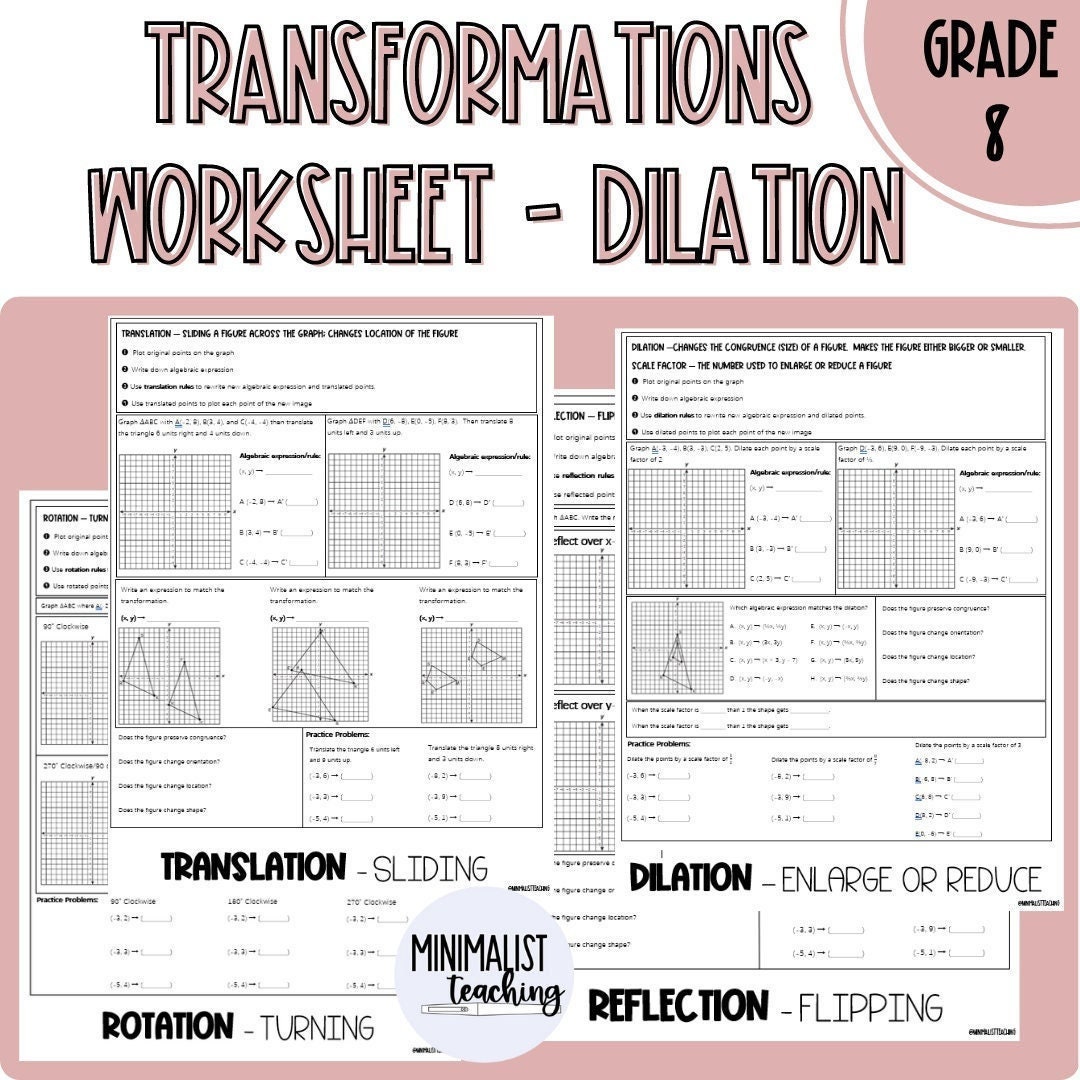 Transformation Dilation Worksheet/notes - Etsy