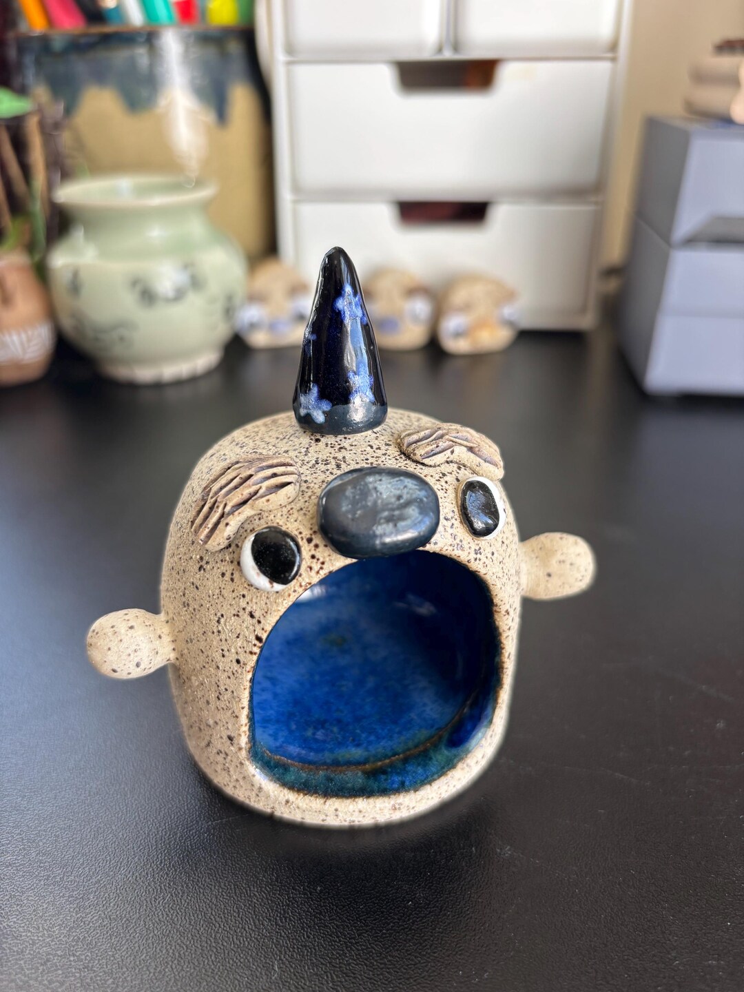 Wizard Handmade Ceramic Clay Face Trinket Holder - Etsy