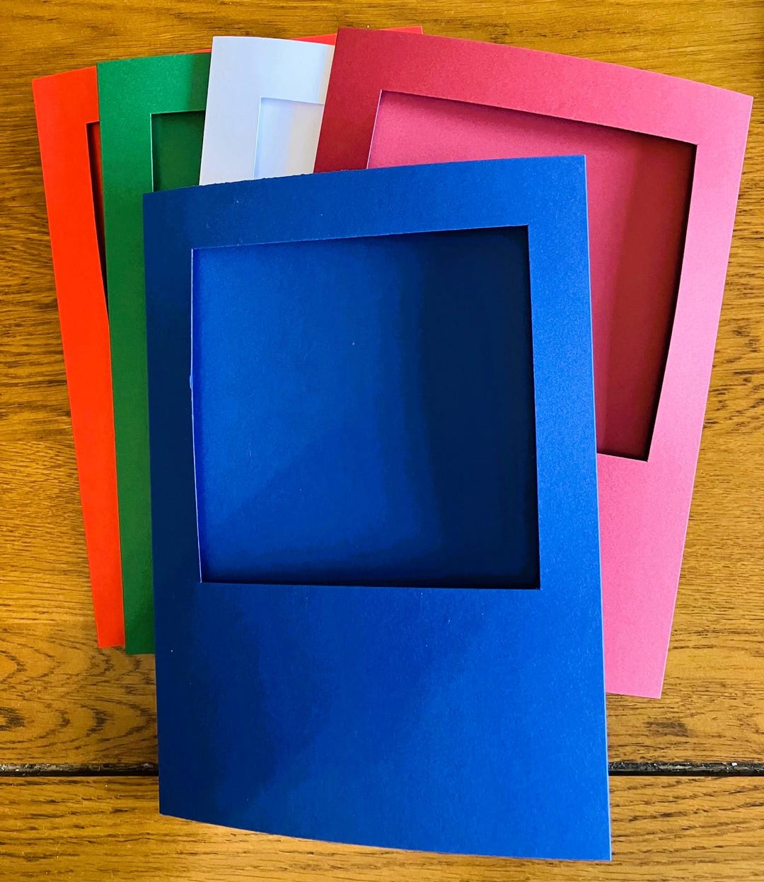 5x A5 Tri-fold Square Aperture Cards - Christmas Colours Red/green/blue ...