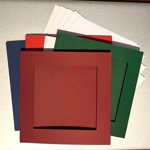 5x Tri-fold Square Aperture Cards - Christmas Colours Red/green/blue ...