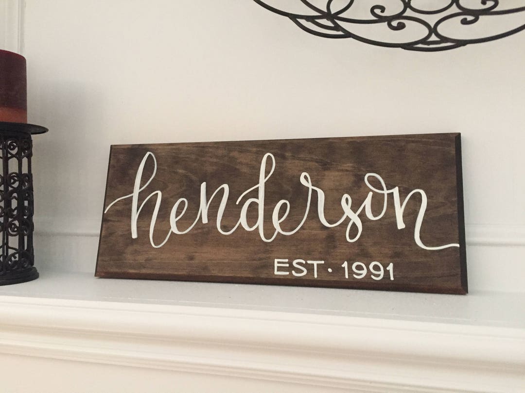 Calligraphy Wood Sign//family Name Sign//personalized Wood Sign//last ...