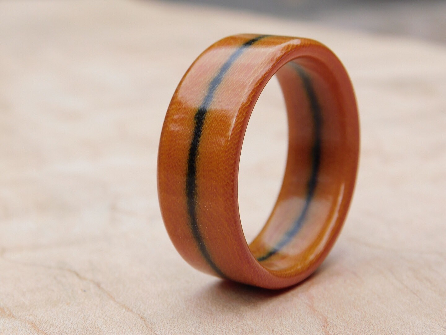 Vintage Black Line Canvas Micarta Ring - Etsy