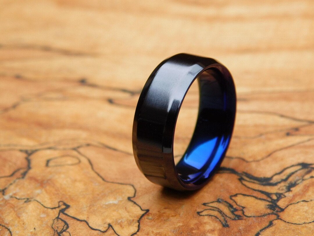 Flame Anodized Black Titanium Ring - Etsy