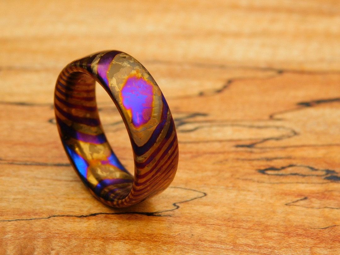 Crystallized Titanium Damascus Ring - Etsy