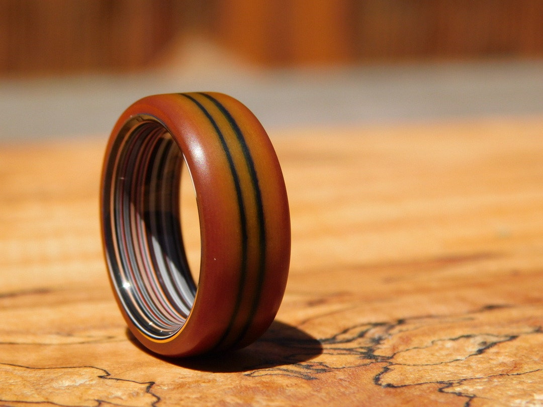 Westinghouse Double Black Line Butterscotch Micarta X Fordite Ring - Etsy