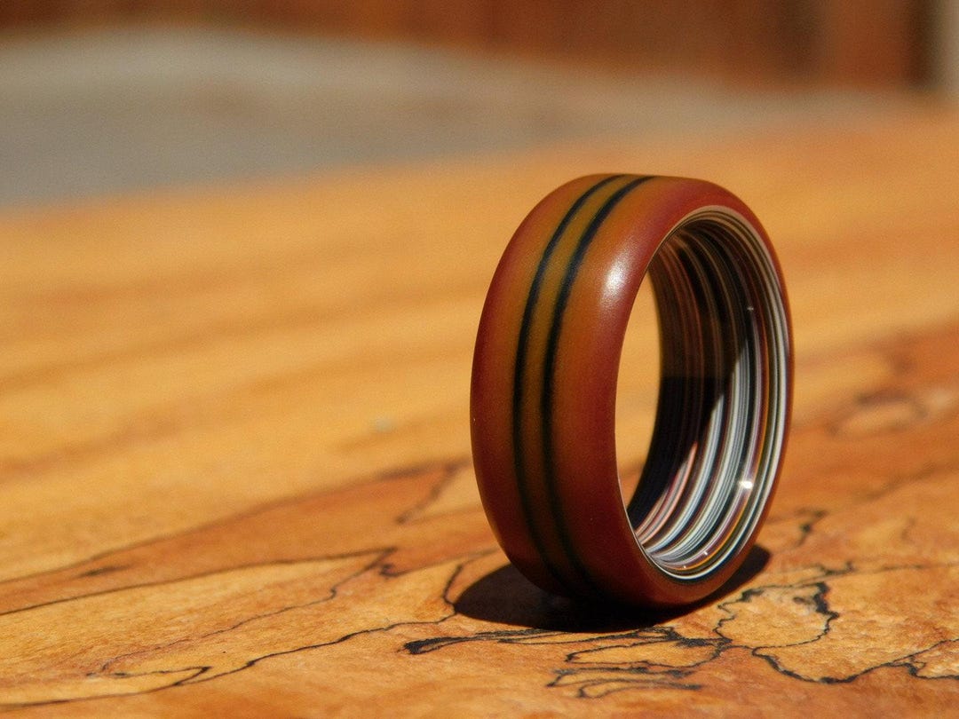 Westinghouse Double Black Line Butterscotch Micarta X Fordite Ring - Etsy
