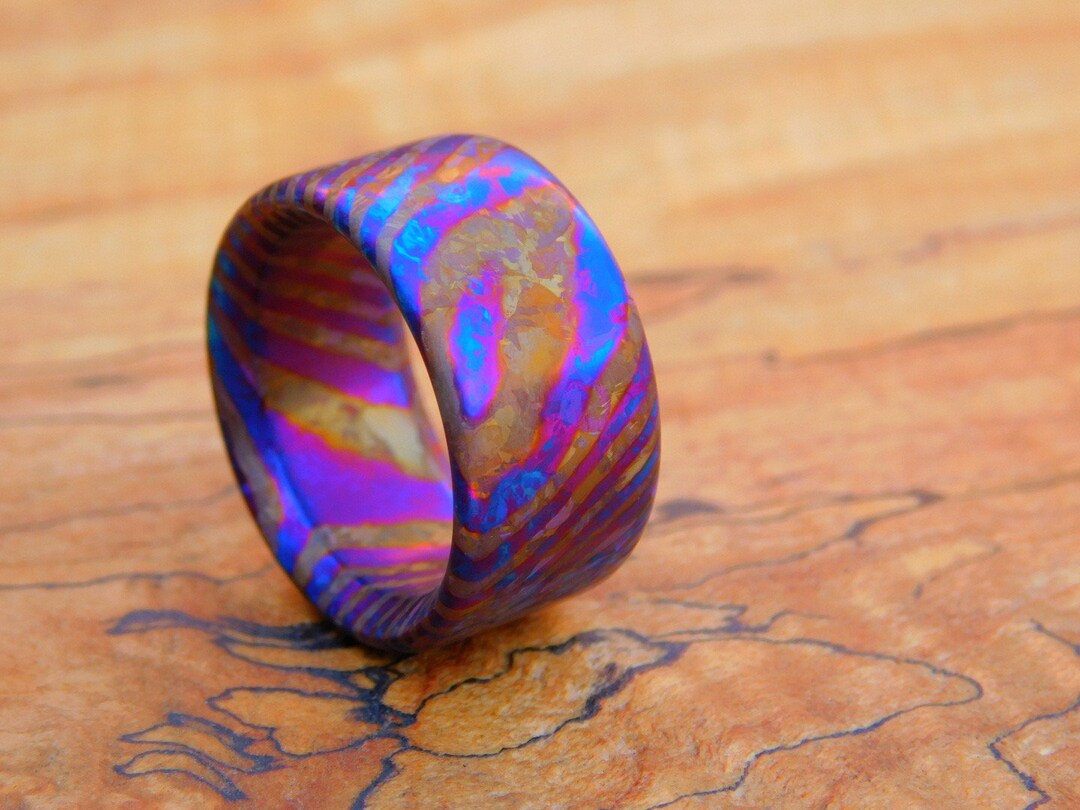 Crystallized Titanium Damascus Ring - Etsy