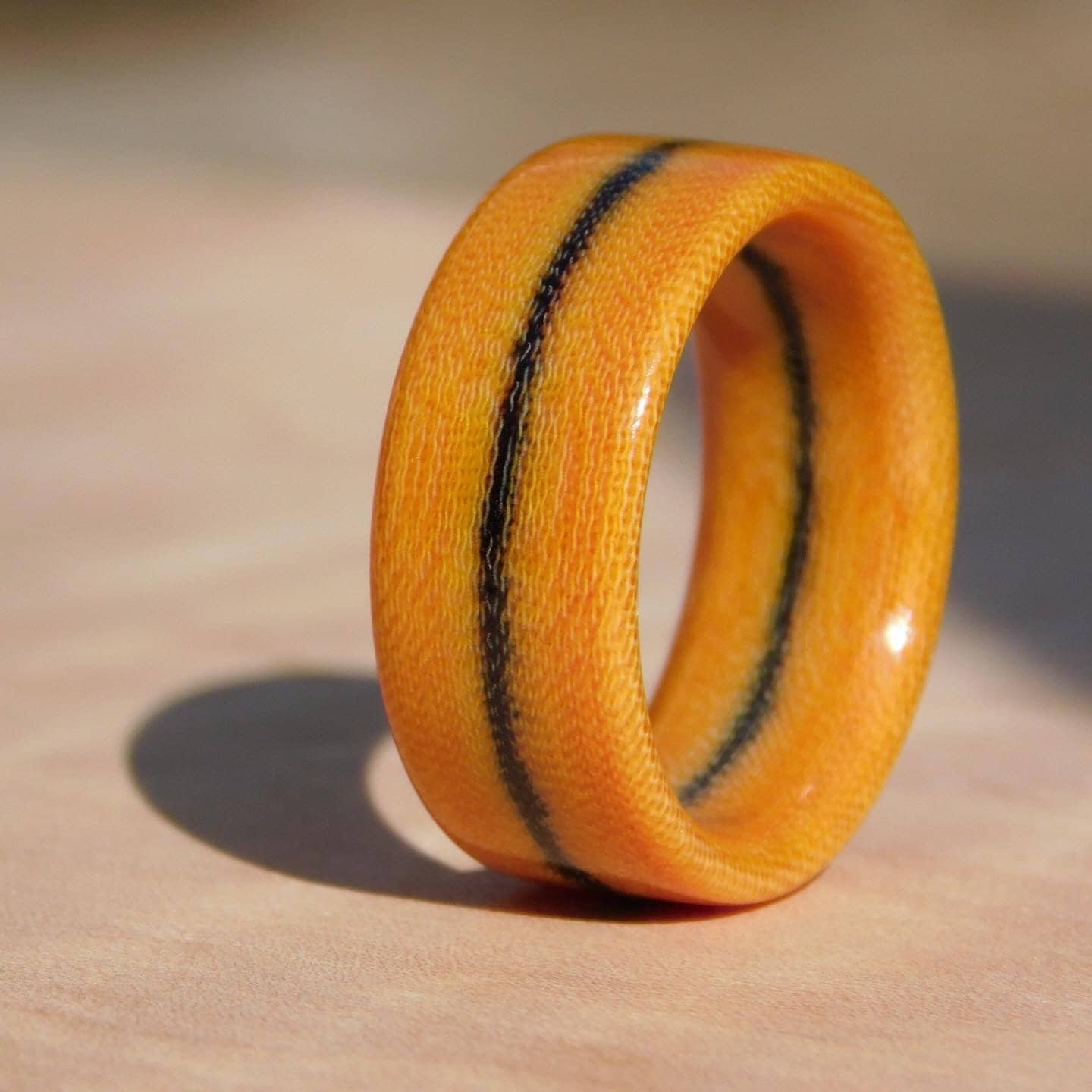 Vintage Black Line Canvas Micarta Ring - Etsy